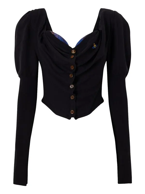 VIVIENNE WESTWOOD Bea Cotton And Cashmere-blend Corset Cardigan - Black