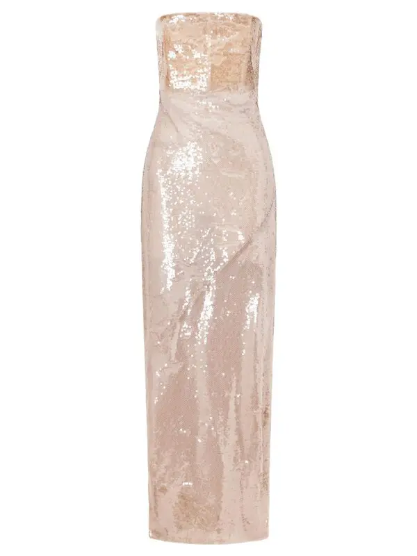 Galvan Strapless Sequined Tulle Gown - Neutrals