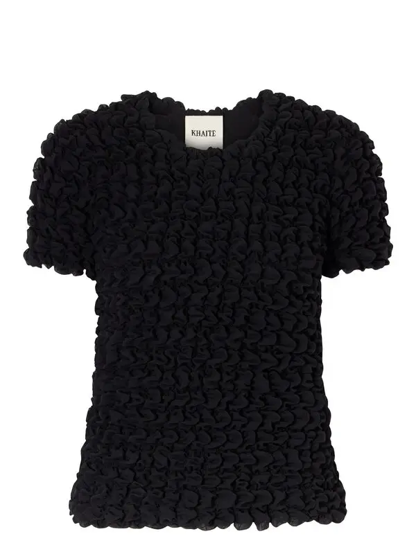 Khaite Polly Ruched Silk-chiffon Top - Black