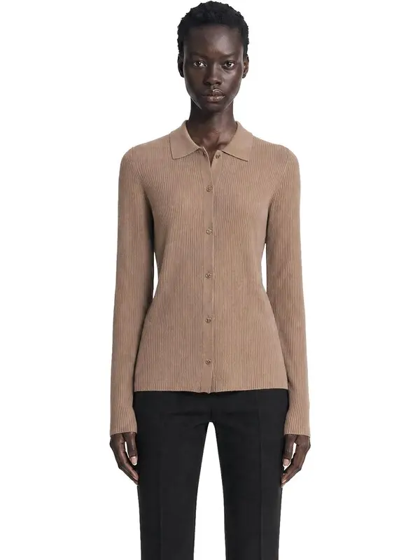 Max Mara Ribbed Wool Cardigan - Beige