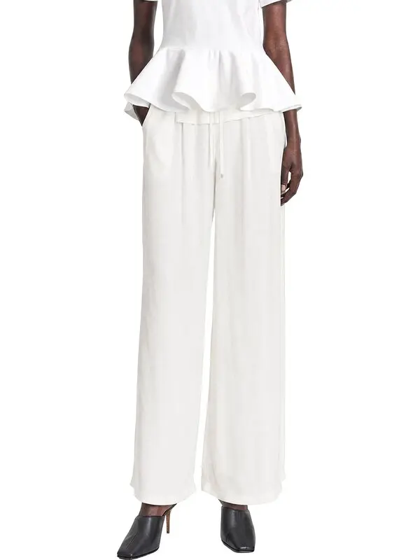Alaïa Peplum Viscose Cady Wide-leg Trousers - Off-white