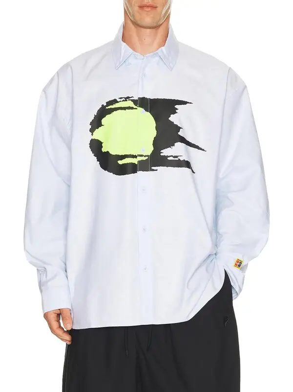 Nike Club Rules Oxford Long Sleeve Shirt In Blue - Hydrogen Blue