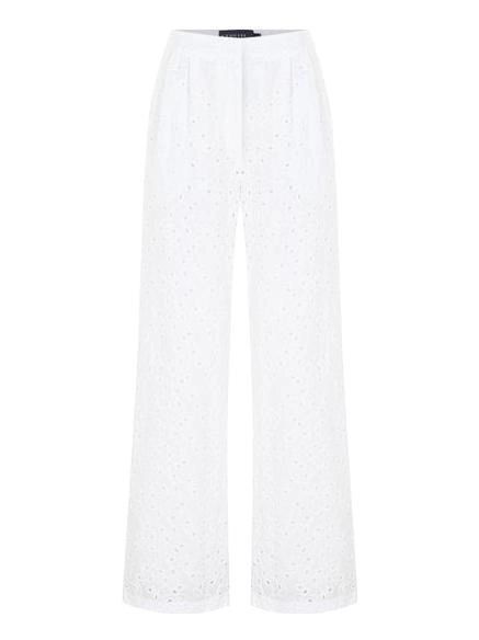 EXQUISE Eyelet Wide-leg Trousers - White