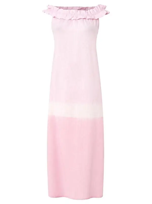 PAR Y ESCALA Tie-dye Ruffle Maxi Dress - Pink