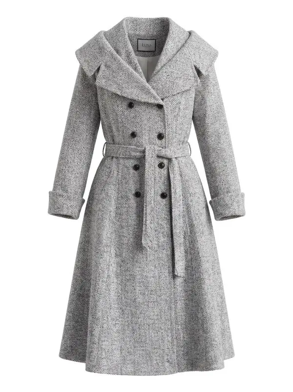 LUNA FASHION HOUSE Wool Wrap Coat - Grey