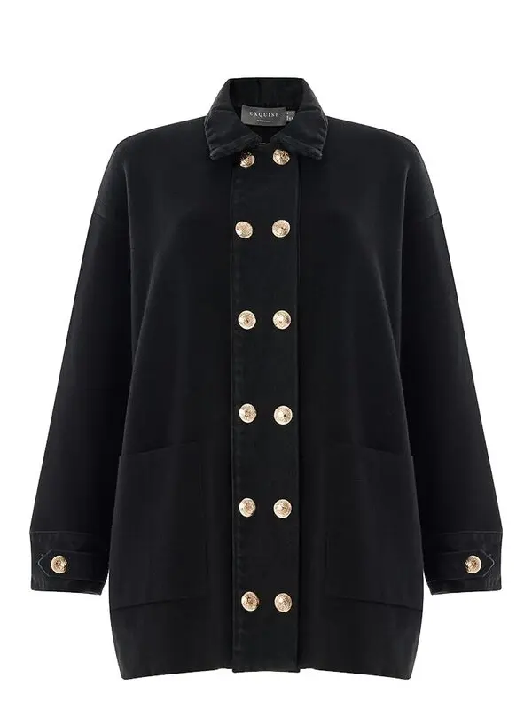 EXQUISE Cielo Long Sleeve Knit Cardigan - Black
