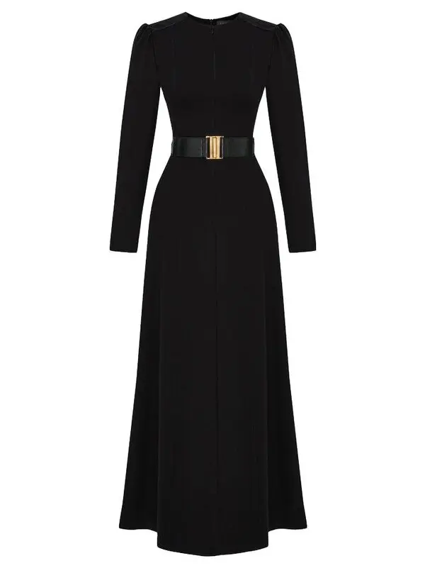 EXQUISE Anthea Belted Maxi Dress By - Black