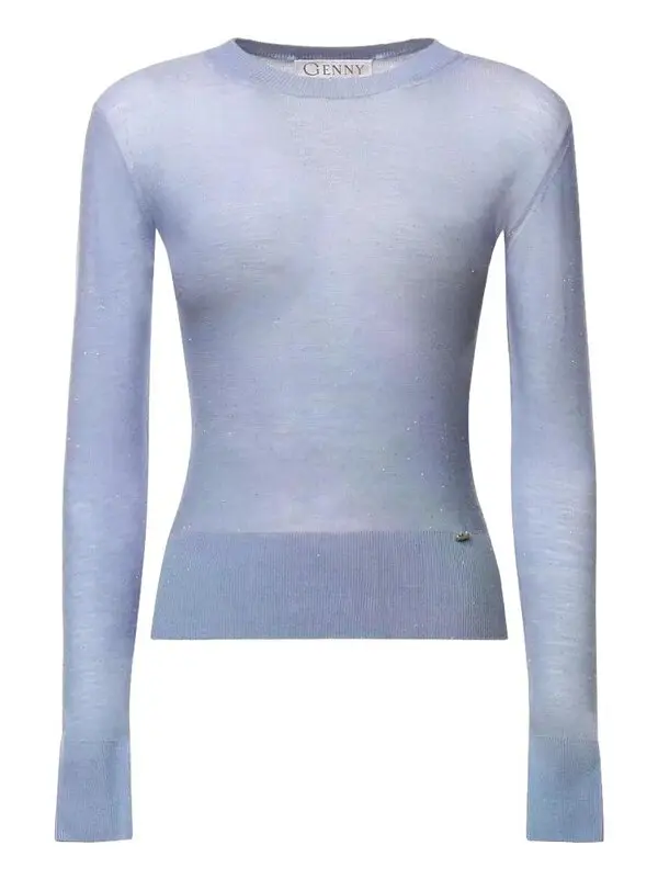 GENNY Rhinestone Embellished Fine-knit Sweater - Blue