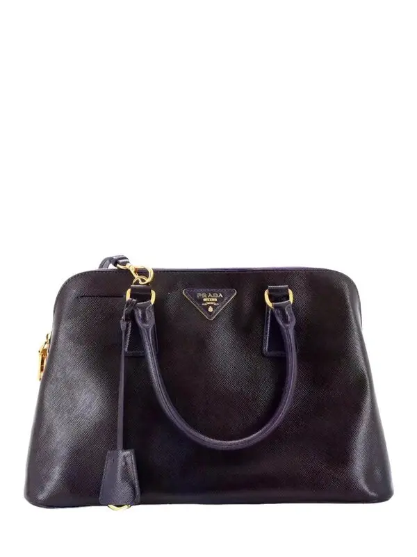 Prada Promenade Satchel Saffiano Leather Bag - Purple