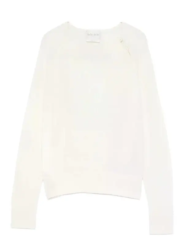 FORTE_FORTE Button-detail Raglan-sleeve Sweater - Neutrals