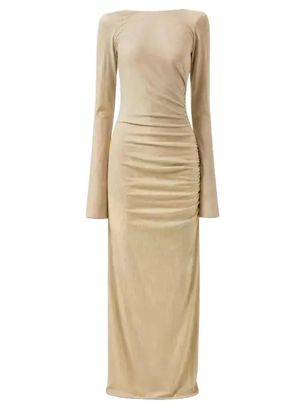 DANAME Ruched-detail Open-back Maxi Dress - Neutrals