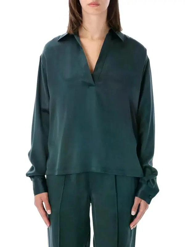 TOM FORD Silk Satin Polo Shirt - Green