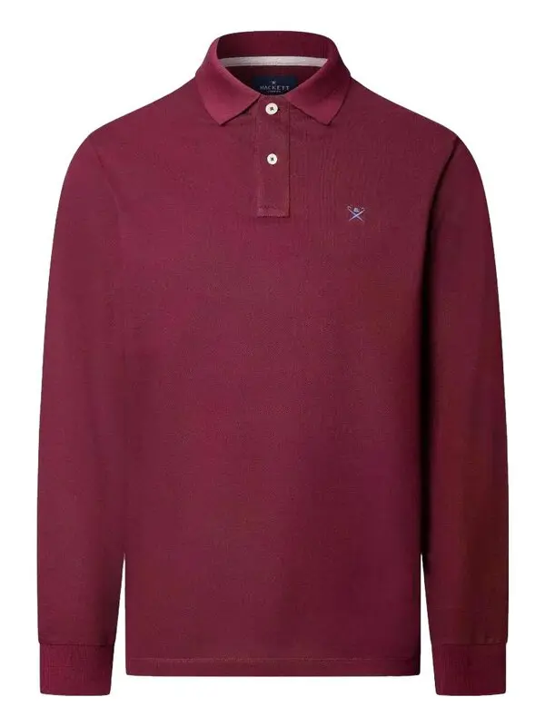 HACKETT LONDON Logo-embroidered Long-sleeve Polo Shirt - Red