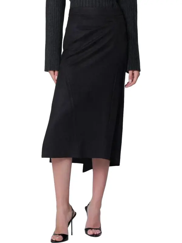 Victoria Beckham Pressed Tailored Midi Skirt - Black