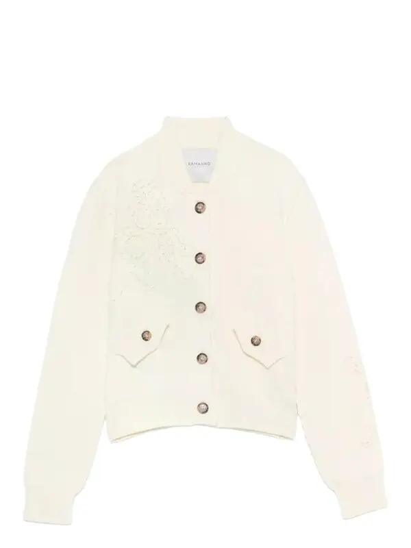 ERMANNO FIRENZE Crochet Patch Button-up Cardigan - Neutrals