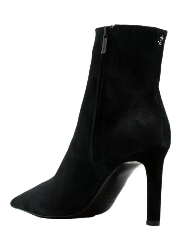 JIMMY CHOO Frankie Suede Pointed Toe Ankle Boots - Black