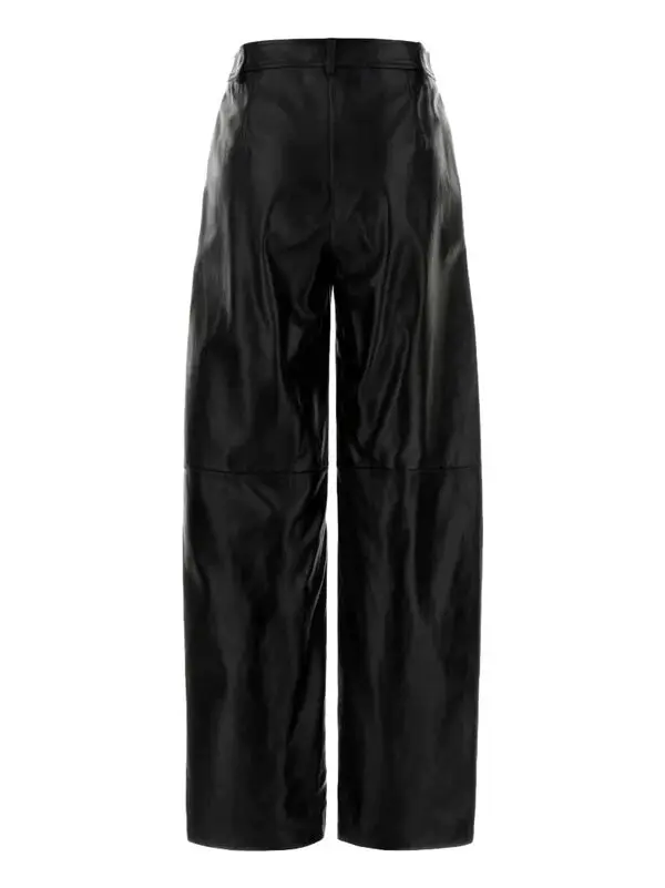 MMC STUDIO Legno Leather Wide Leg Trousers - Black