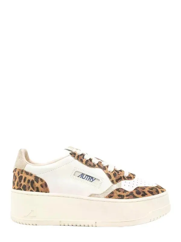 AUTRY Medalist Leopard-print Leather Sneakers - White