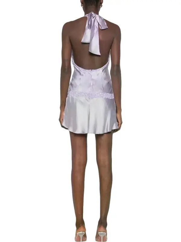 ASTA RESORT Celine Bead-embellished Mini Dress - Purple