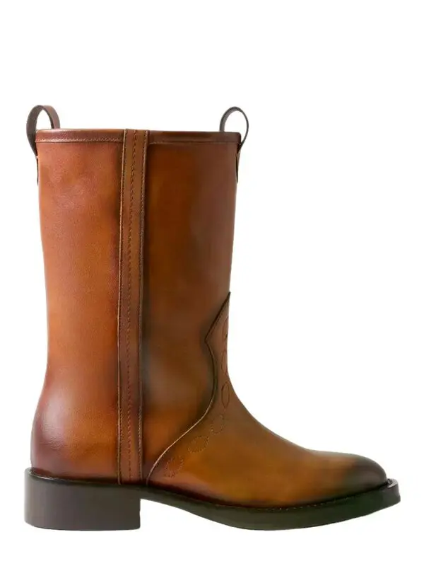 Claudie Pierlot Leather Mid Calf Boots - Brown