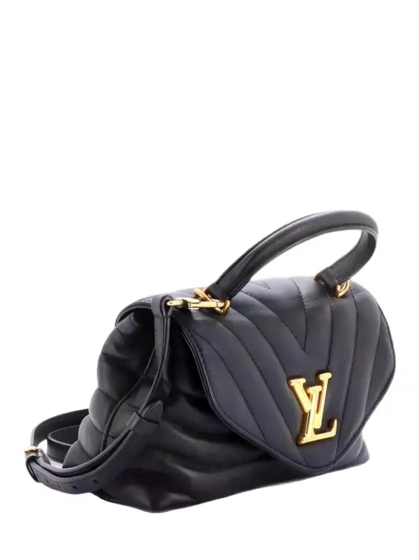 LOUIS VUITTON New Wave Hold Me Top Handle Bag Quilted Leather Satchel - Black