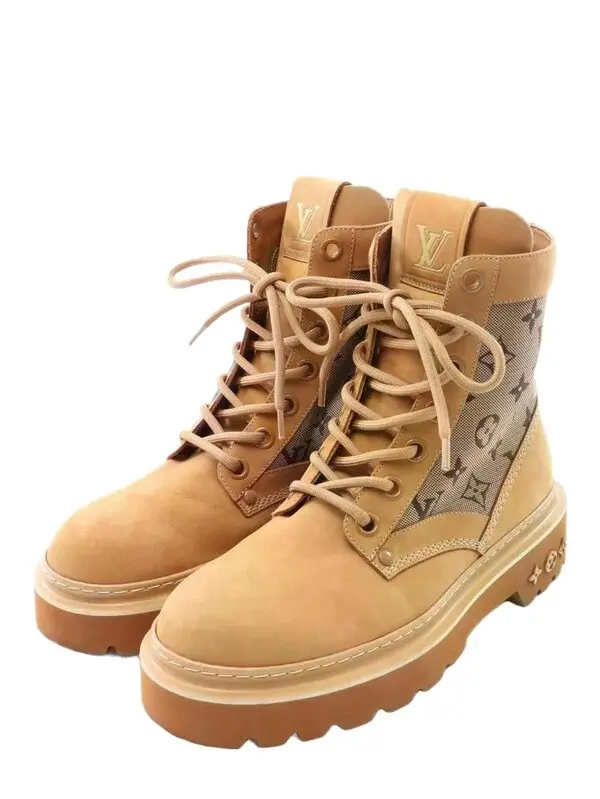 LOUIS VUITTON Monogram Canvas Lace-up Ankle Boots - Neutrals
