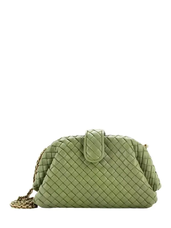 Bottega Veneta Lauren 1980 With Chain Intrecciato Nappa Medium Clutch Bag - Green