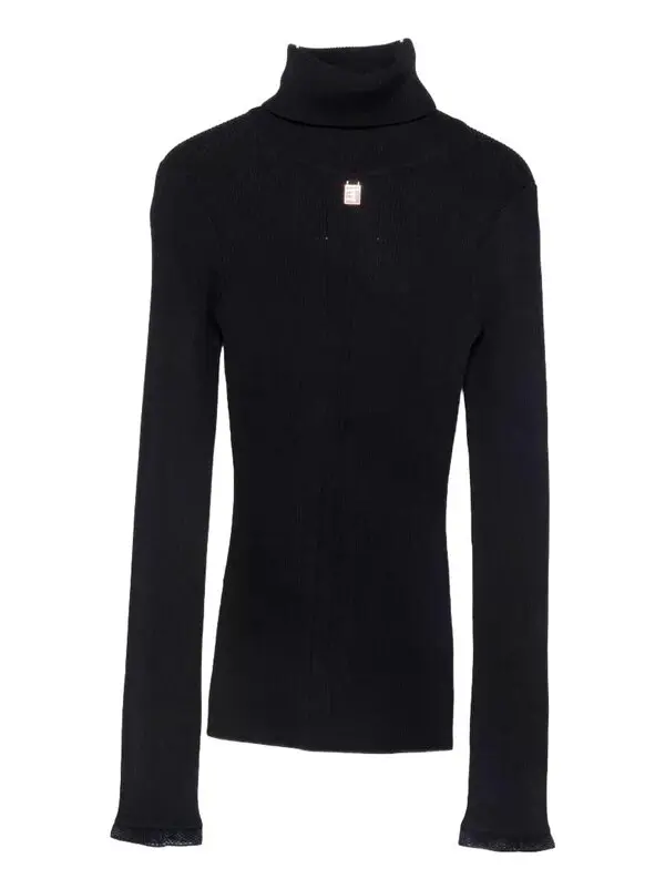 Elisabetta Franchi Logo Plaque Ribbed Roll Neck Sweater - Blue