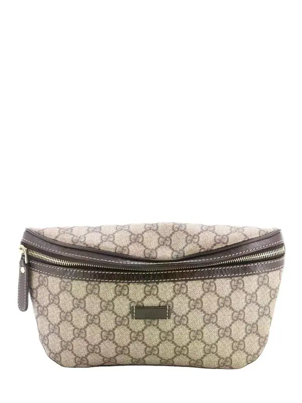 Gucci Gg Coated Canvas With Leather Small Belt Bag - Brown