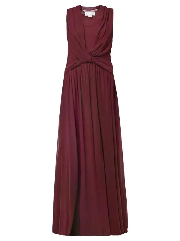 GENNY Maxi Twist-detail Cape Dress - Red