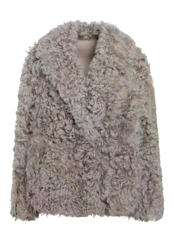BLANCHA Shearling Double-breasted Jacket - Grey