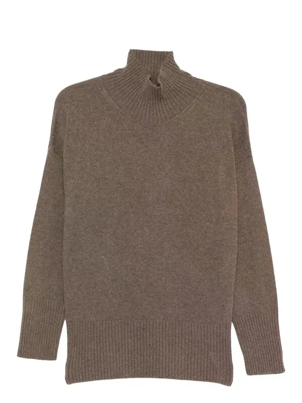 ROBERTO COLLINA Ribbed Trim High-neck Sweater - Brown