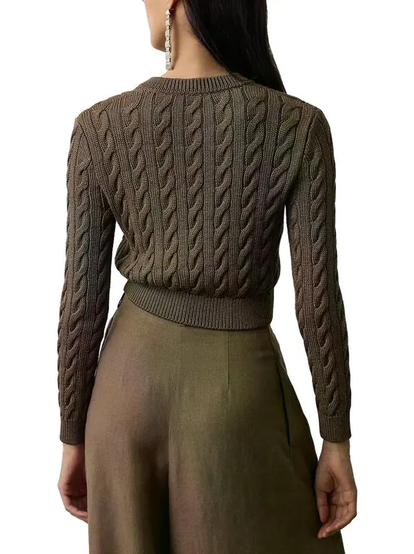 Polo Ralph Lauren Cable-knit Cropped Cardigan - Brown
