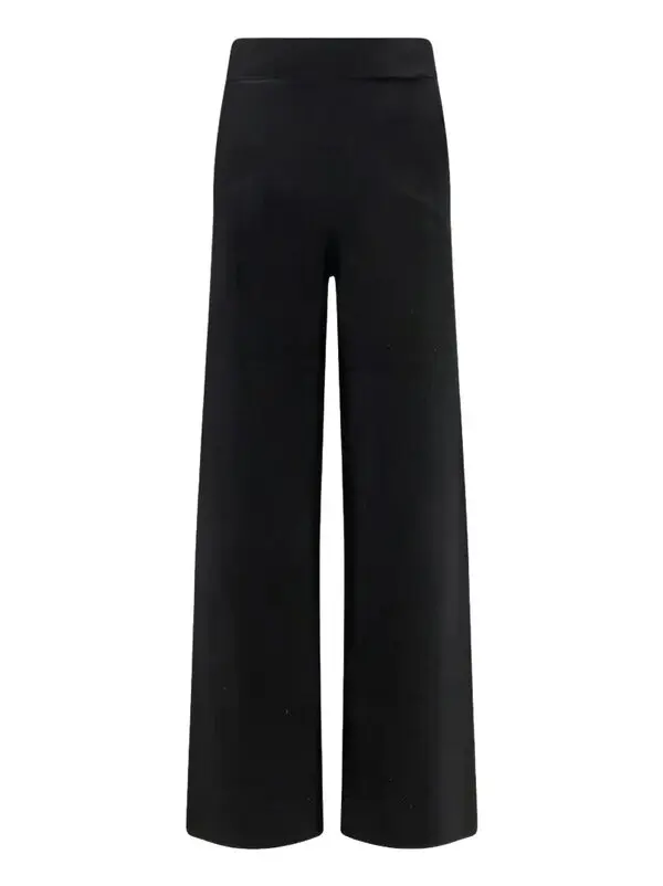 HEVO Ribbed Waistband Wide-leg Trousers - Black