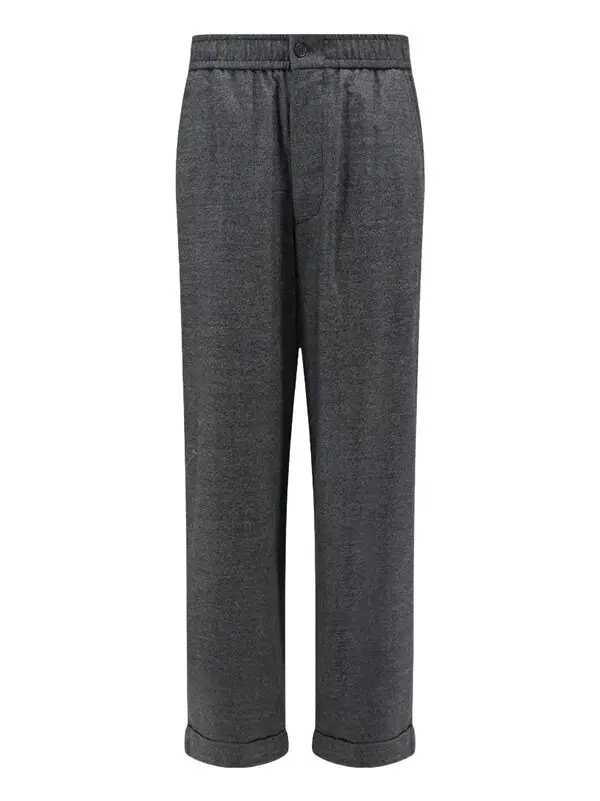 Giorgio Armani Marl Effect Elasticated Waist Trousers With Turned-up Cuffs - Grey