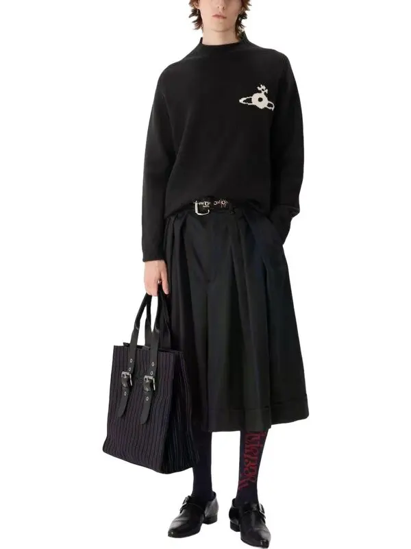 VIVIENNE WESTWOOD Merino Wool Mock Neck Jumper With Orb Motif - Black