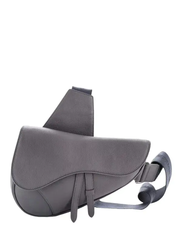 Dior Saddle Leather Crossbody Bag - Grey