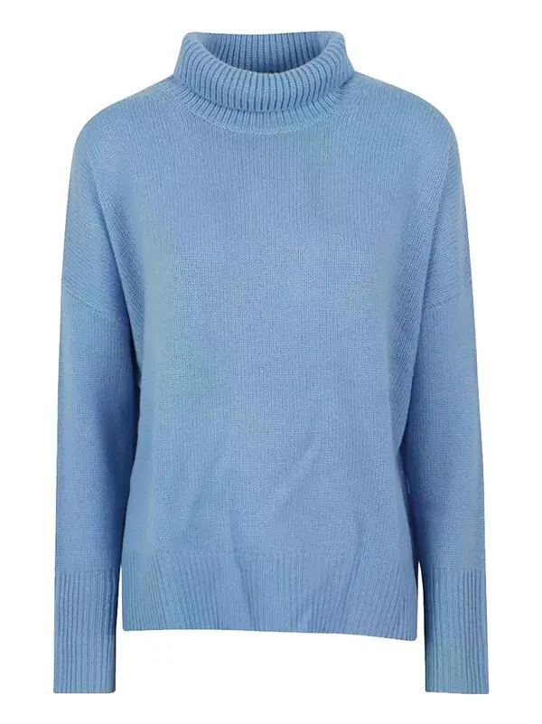 LISA YANG Roll Neck Drop Shoulder Knit - Blue