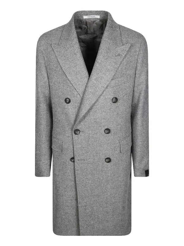 Tagliatore Herringbone Double-breasted Coat - Grey