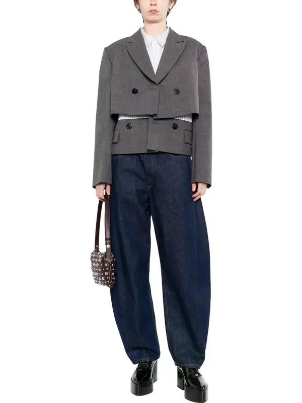 Sacai Double-breasted Layered Blazer - Grey