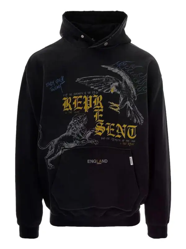 REPRESENT Graphic Print Hoodie - Black