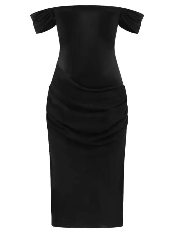 Alex Perry Off-shoulder Draped Midi Dress - Black