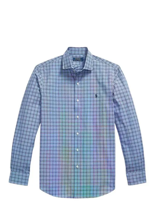 Polo Ralph Lauren Custom-fit Plaid Stretch Poplin Shirt - Blue