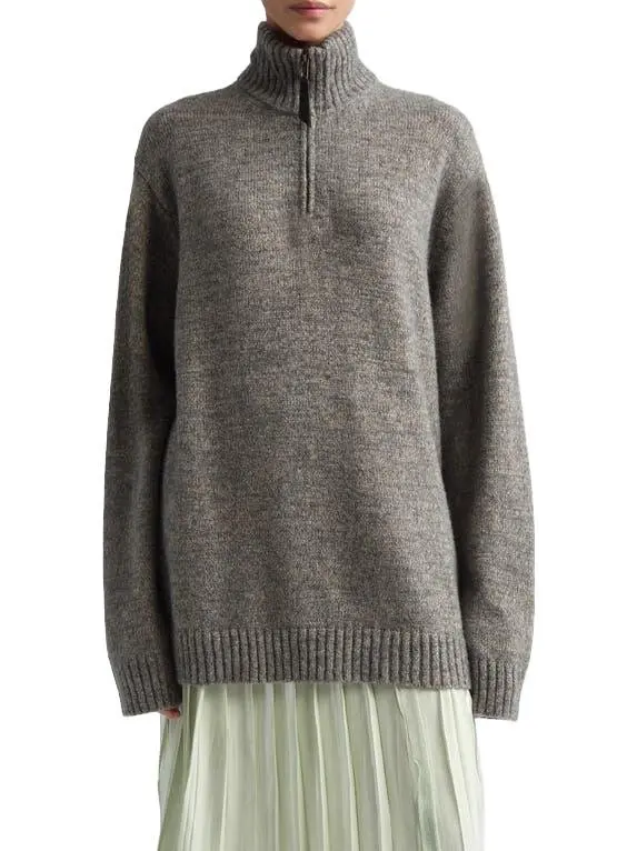 MAISON MARGIELA Oversized Mélange Half-zip Sweater - Grey/camel