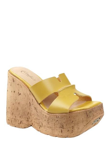 CANDIE'S Marabelle Platform Wedge Slide Sandal - Ginger Leather