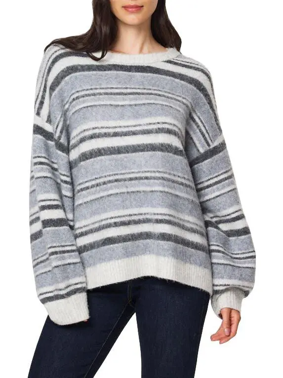 Habitual Striped Crewneck Sweater With Relaxed Silhouette - Grey Stripe