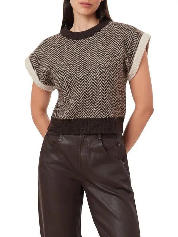 Habitual Herringbone Dolman Sleeve Sweater - Chocolate