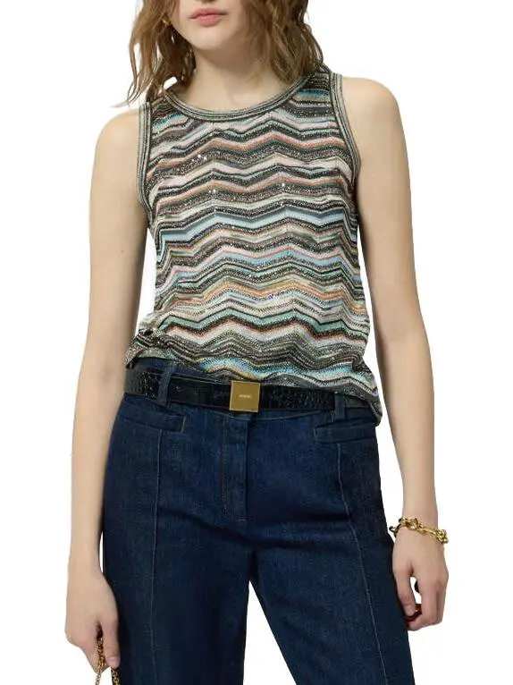 Missoni Sequin Metallic Jacquard Sleeveless Sweater - Black Multi