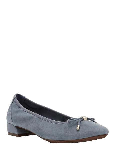 Anne Klein Divine Ballet Flat With Bow Detailing - Blue Microsuede