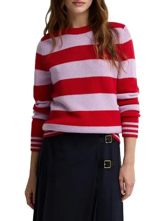 Barbour Woodhouse Striped Wool & Cashmere Crewneck Sweater - Crimson Multi
